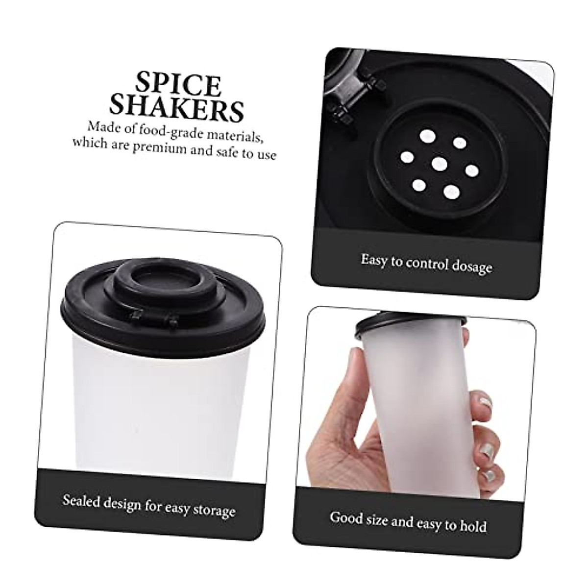 2pcs Mini Cruet Jar Clear Plastic Container Mini Salt Shaker Condiments Containers Salt and Pepper Shaker Sets Salt Box Camping Salt and Pepper Shakers Plastic Pepper Shakers Black