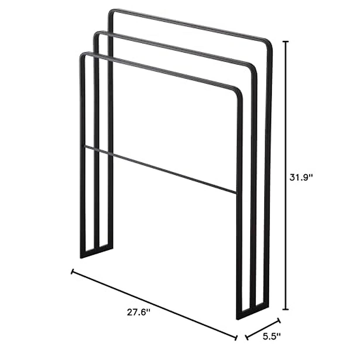 Yamazaki 4980 TOWER Handtuchhalter mit 3 Ebenen, schwarz, Stahl, Minimalistisches Design