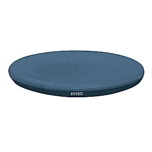 INTEX 28020E 8-Foot Round Easy Set Pool Cover – Includes Rope Tie – Drain Holes – 12in Overhang – Snug Fit