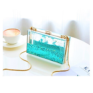 JeVenis Womens Transparent Sequins Chain Clutch Evening Handbag Party Cross-body Purse (New Green)