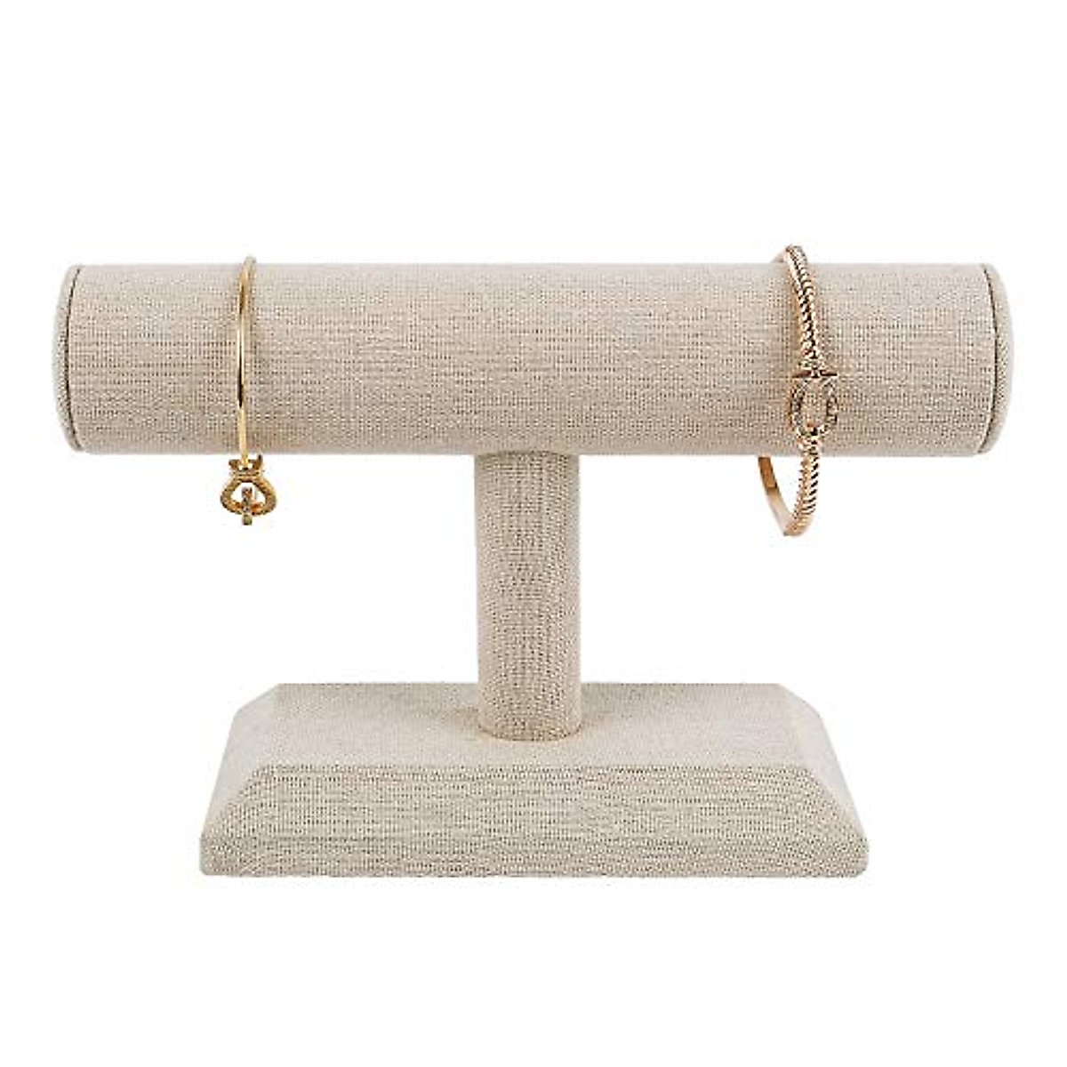 MOOCA Linen Covered Wood Jewelry Display, Jewelry Stand, Bracelet Holder Display, Watch Stand, Jewelry Display for Vendors, Bracelet Display Stand, Tan Linen