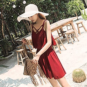 Nice Pies Women's Beach Straw Handbag Woven Tote Fishing Net Beach Bag Large Capacity Mesh Rope Combination Handbag (Khaki)