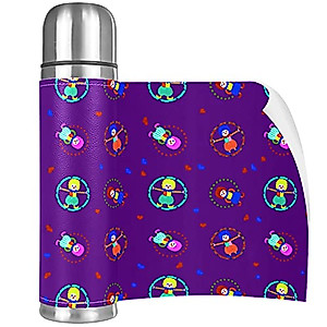 Stainless Steel Leather Vacuum Insulated Mug Game Thermos Water Bottle for Hot and Cold Drinks Kids Adults 16 Oz