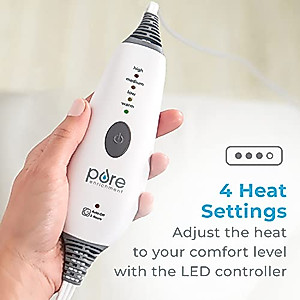 Pure Enrichment® PureRelief™ Express Designer Series Electric Heating Pad - 12” x 15” Fast-Heating with 4 Heat Settings, Machine-Washable Fabric, & 2-Hour Auto Safety Shut-Off - Palm Aqua