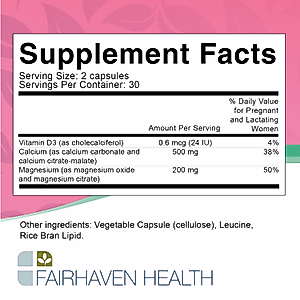 Fairhaven Health Peapod Cal-Mag | Pregnancy & Lactation Supplement | Contains Calcium, Magnesium, & Vitamin D3 for Pregnancy, Baby and Female Health | Gluten & Dairy Free CalMag | 1 Month Supply