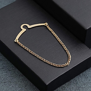 JOVIVI 2pcs Set Men's Silver Golden Necktie Tie Clips Link Chain Cravat Collar Pins Brooch w/Box
