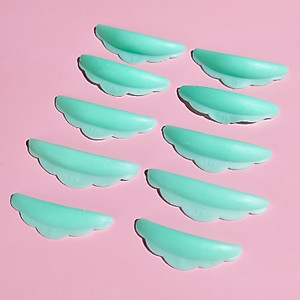 Libeauty Lash Lift Rods, Lash Lift Pads, Green Reusable Eyelash Perming Curler Shield Pads, 5 Size 10 Pcs, with Premium PU Storage Case for Perfect Lash Lifting