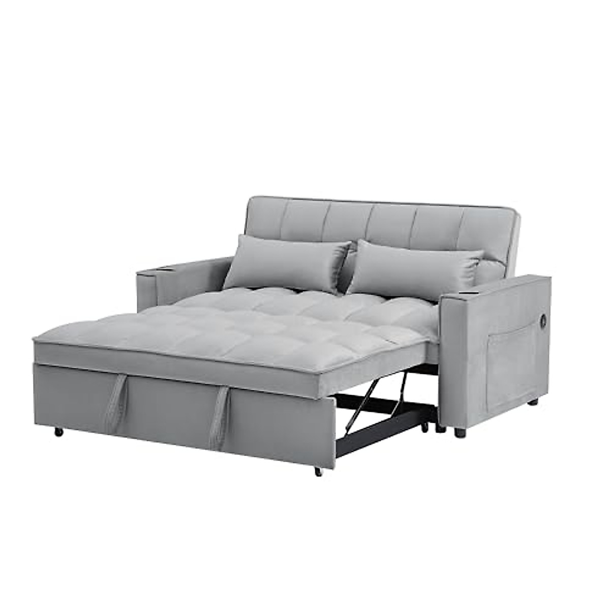 Tufted Loveseat Sofa Futon Sleeper Sofá Bed Adjustable Pullout Chaise Lounge Recliner Chair Reversible Folding Daybed Guest Bed Convertible Upholstery 2-Seat Love Seat Sofabed,600lb Capacity