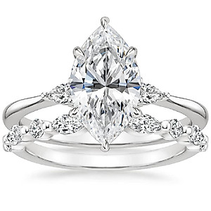 JEWELERYN Lovely Solitiare Bridal Set, Marquise Cut 3 CT, Colorless Moissanite Ring Set, 925 Sterling Silver, Engagement Ring, Wedding Ring, Christmas Gift, Perfact for Gift Or As You Want (6.5)