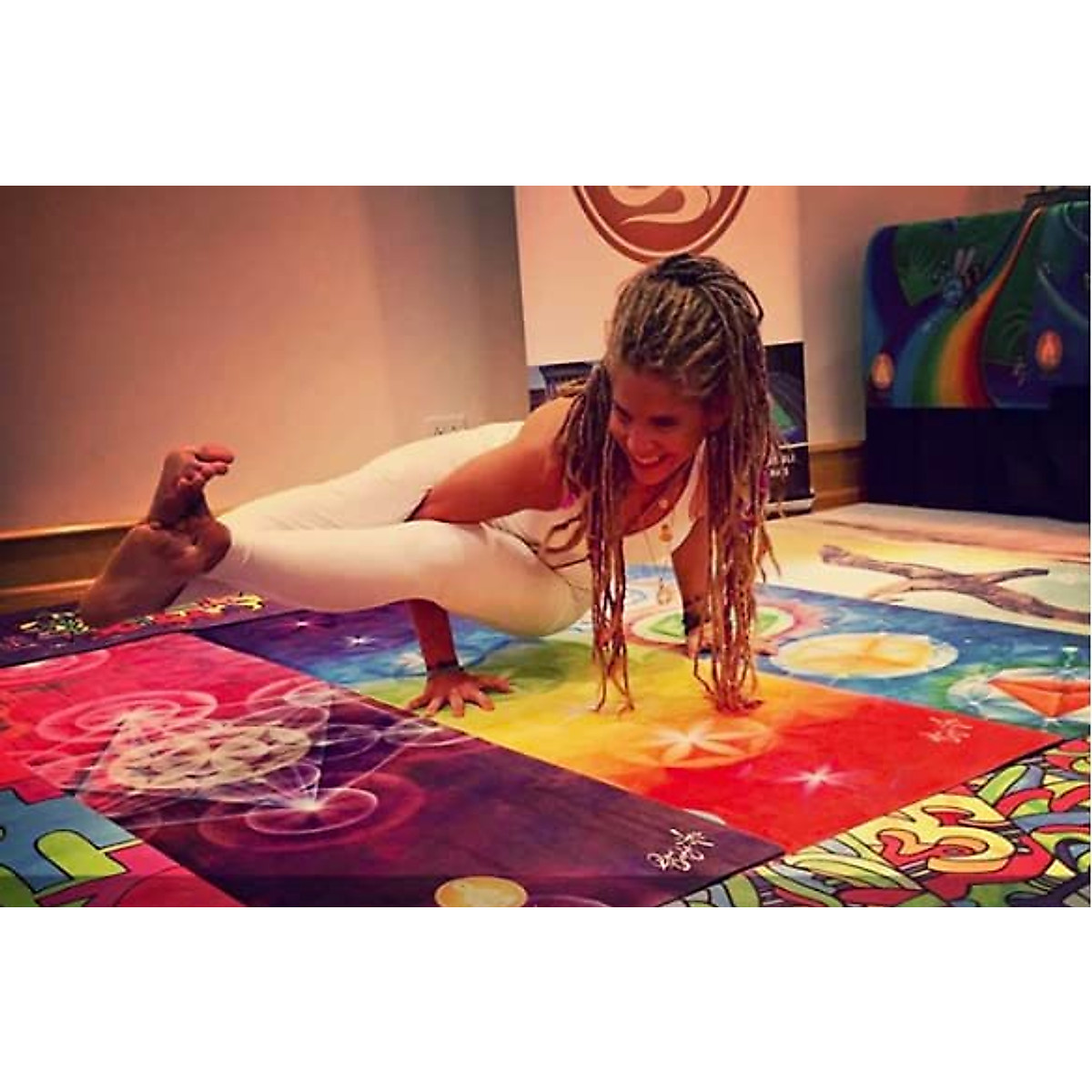 Spiritual Revolution Yoga Mat with Carry Strap - Luxury Mat/Towel Combo that Grips While you Sweat; Natural Rubber Base; No Slip, PVC Free, and Machine Washable, Rainbow Understanding