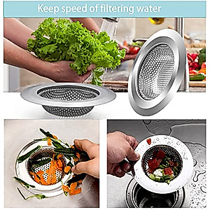 YouOKLight Kitchen Sink Strainer, Sink Strainer, Kitchen Sink Drain, Stainless Steel Sink Strainer Basket, Large Wide Rim 4.4" Diameter for Home, Kitchen, Bathroom and Other Drains. Pack of 2