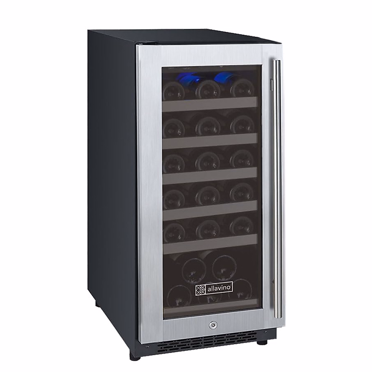 Allavino 15" Wide FlexCount II Tru-Vino 30 Bottle Single Zone Stainless Steel Left Hinge Wine Refrigerator