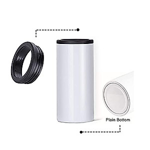 PYD Life 4 Pack 12oz Sublimation Slim Skinny White Stainless Steel Can Cooler,Sublimation Skinny Can Cooler,Sublimation Tumbler,Beer Can Cooler,Beer Holder,Vinly Gifts