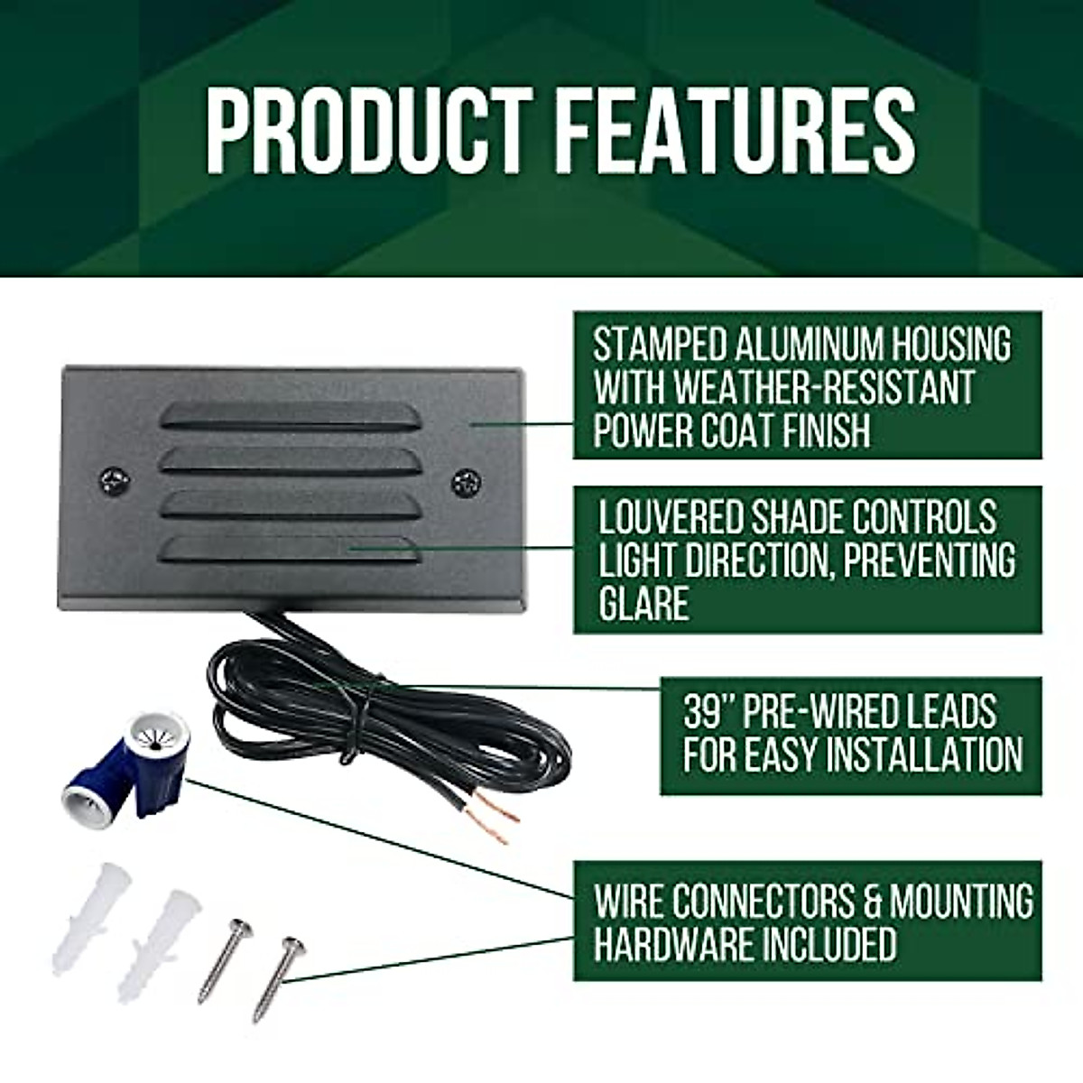 GKOLED 12V LED Step Light Fixture - Durable Waterproof Outdoor Lighting