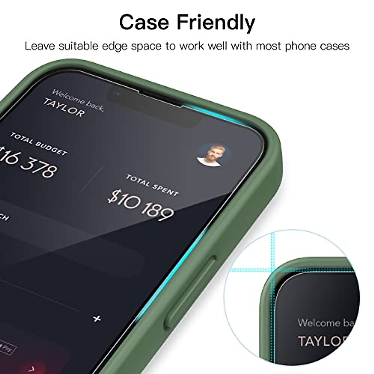 JETech Full Coverage Screen Protector for iPhone 13 mini 5.4-Inch, Black Edge Tempered Glass Film with Easy Installation Tool, Case-Friendly, HD Clear, 3-Pack