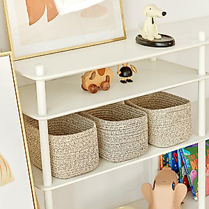 R RUNKA Small Cotton Rope Storage Basket Set of 3-11"x7"x7" Perfect Woven Baskets for Storage, Ideal Storage Baskets for Organizing Toys, Towels, and More - Baskets for Shelves and Home Decor（Beige）