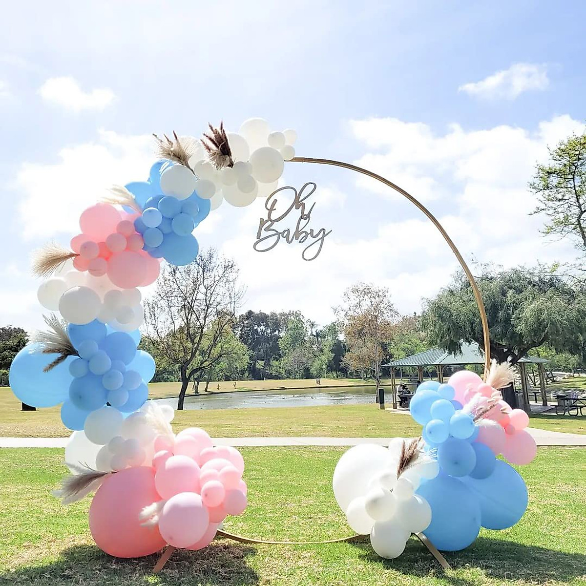 Pink and Blue Balloons Garland Arch Kit - 100Pcs 18+12+5 Inch Pink Blue Confetti Party Balloons for Gender Reveal Boys Girls Birthday Baby Shower Wedding Engagements Anniversary Party Decorations