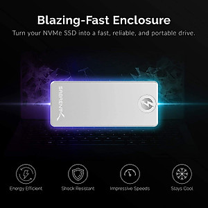 SABRENT Thunderbolt 3 Certified M.2 NVMe SSD Tool Free Solid Aluminum Enclosure (EC-T3NS)