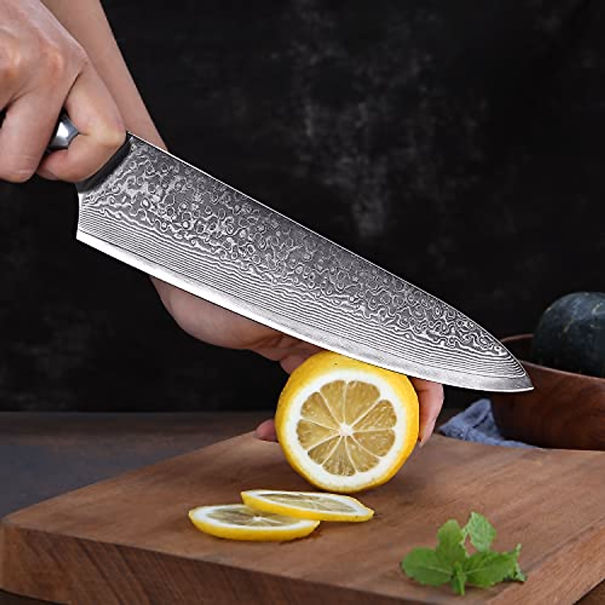 SENKEN 6-Piece Damascus Steel Kitchen Knife Set - Shogun Collection - 67-Layer Japanese VG10 Steel - Chef's Knife, Cleaver Knife, & More, Extremely Sharp Blades for Effortless Cutting, Luxury Gift Box