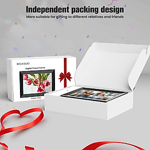 BIGASUO 10.1 Inch WiFi Digital Picture Frame, IPS HD Touch Screen Cloud Smart Photo Frames with Built-in 32GB Memory, Wall Mountable, Auto-Rotate, Share Photos Instantly from Anywhere-Gift 2-Pack