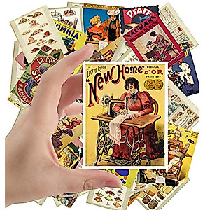 Large Stickers (24 pcs 2.5"x3.5") Sewing Machine Vintage Adverts Posters and Cooking Book
