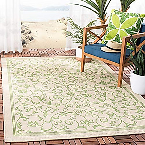 SAFAVIEH Courtyard Collection Accent Rug - 2' x 3'7", Navy & Beige, Scroll Design, Non-Shedding & Easy Care, Indoor/Outdoor & Washable-Ideal for Patio, Backyard, Mudroom (CY2098-268)
