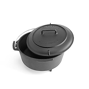 Volcano Grills Cast Iron Vintage Style Dutch Oven for Camping, 8 quarts, Black