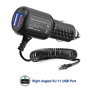 Radar Detector Power Cord,for Uniden Escort Valentine Beltronics Passport Cobra etc Radar Detector,with Dual USB QC3.0 Quick Charger (RJ11)