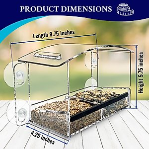 GoGiffy (2-Pack) Acrylic Window Bird House Feeders for Outside Viewing | Large Capacity with 4 Strong Suction Cups | Removable Seed Tray with Drain Holes | Easy to Refill & Clean | Squirrel Chew Proof