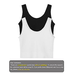 SPRIMEMONG Women's Light Support Sport Bra-Seamless Yoga Crop Tops(2pack,Black,White,XL)