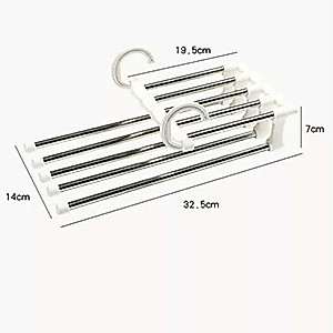 Flurries Folding Pants Hangers, Stainless Steel S-Shape Trousers Clothes Organizer Closet Space Saving for Pants Jeans Scarf Silver Slack (White)