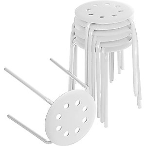 8 Pack Stacking Stools Classroom Stackable Stool Plastic Stack Stool Round Stacking Stool Set Student Round Stool Multipurpose Stool Chairs Flexible Seating for Kids Adult Home Classroom (White)