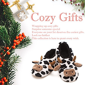 The Metluks Cute Animal House Slippers for Teens Girls Boys Adult Women Indoor, Warm Fuzzy Bedroom Sock Shoes with Grippers Non slip, Cozy Funny Christmas Gifts Cow Kids Size 4-6