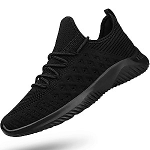 Feethit Mens Slip On Walking Shoes Lightweight Breathable Non Slip Running Shoes Comfortable Fashion Sneakers for Men Black Size 8