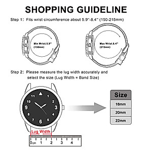 Anbeer Fluororubber Watch Band,22mm Quick Release Watch Strap for Men and Women,Black with Silver Buckle