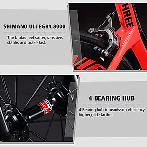 SAVADECK Carbon Road Bike 700C Carbon Frame Racing Bicycle with R8000 22 Speed GroupSet, 25C Tire for Men/Women.(White 54cm)