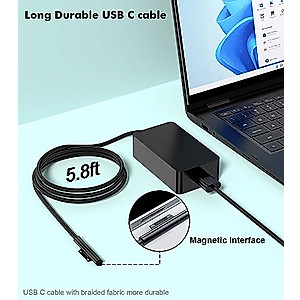Surface-Pro-Charger-65W - Microsoft Surface Charger, Super Fast Charger for Surface Laptop, Surface Pro 3/4 / 6/7 / 8 / X, and More Laptop Tablet Model Power Supply Adapter Works with 65W 44W 36W