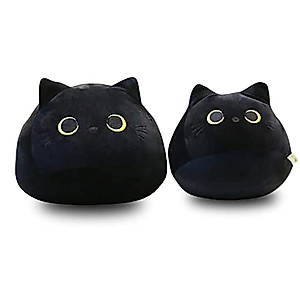 UEncounter Black Cat Stuffed Animal Plush Toy Creative Cat Shape Soft Pillow Toys Gifts Cute Dolls for Girlfriend Kids Baby Girls, 55cm/21.7in