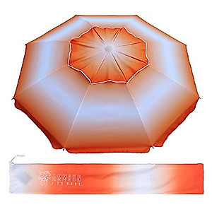 AMMSUN 6.5 ft Beach Umbrella with Sand Anchor,Portable Beach Umbrellas for Sand Heavy Duty Wind,UV 50+ Sun Protection Umbrella for Beach Patio Garden Outdoor,Carry Bag (Orange)