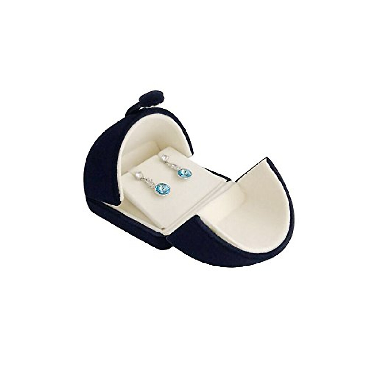 Svea Display Navy Blue Velvet Premium Grade Jewelry Box for Earrings Necklace Double Layer Modern Unique Design Packaging Gift for Her (Jewelry is not included)