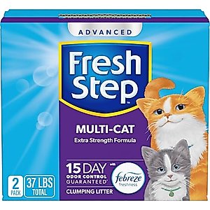 Fresh Step Advanced Multi Cat Clumping Litter with Febreze Freshness, Fresh Step Clumping Cat Litter Extra Strength Formula, 37 lbs. (2 x 18.5 lb. Box)
