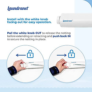 LAUNDRANET Retractable Clothes Drying Rack - Flat Hanging Mesh Drying for Delicate Clothes and Sweaters – Eliminate Bumps and Stretching from Hangers and Lines - 24" Wide and Opens Up to 72" - 1 Pack