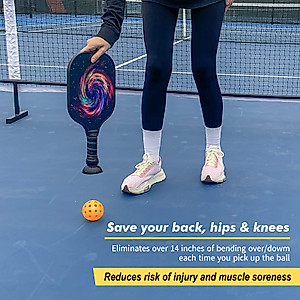 Pickleball Ball Retriever, Silicone Pickleball Ball Accessory to Pick Up Balls Without Bending Over, Fits All Standard Paddles & Easy Instal Attaches to Pickleball Paddles Bottom Black, Pack of 2