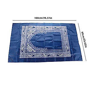 Nirelief Prayer Mat Portable Carpet Ramadan Gifts Muslim Prayer Rug Islamic Muslim Praying Mat Carpet Blanket Pocket Portable Print with Compass Bag for Travel Home Blue