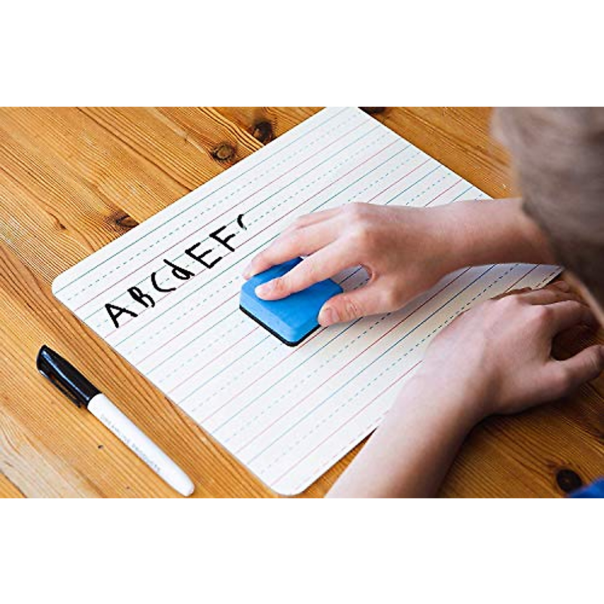 Double Sided Dry Erase Small White Board with Lines (12 Boards + 15 Pens/Erasers) - 9x12 Inch Dry Erase Board for Kids Lapboard, Mini Whiteboard, Small White Board Dry Erase for Students & Classroom