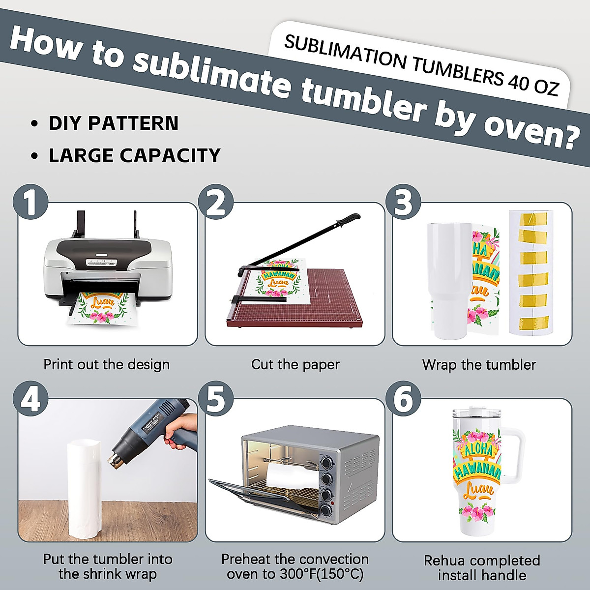 D·S 4 Pack 40 oz Sublimation Tumbler with Handle Insulated Large Sublimation Tumblers Bulk with Lids and Straws Stainless Steel Coffee Mugs for DIY Craft Heat Press Print