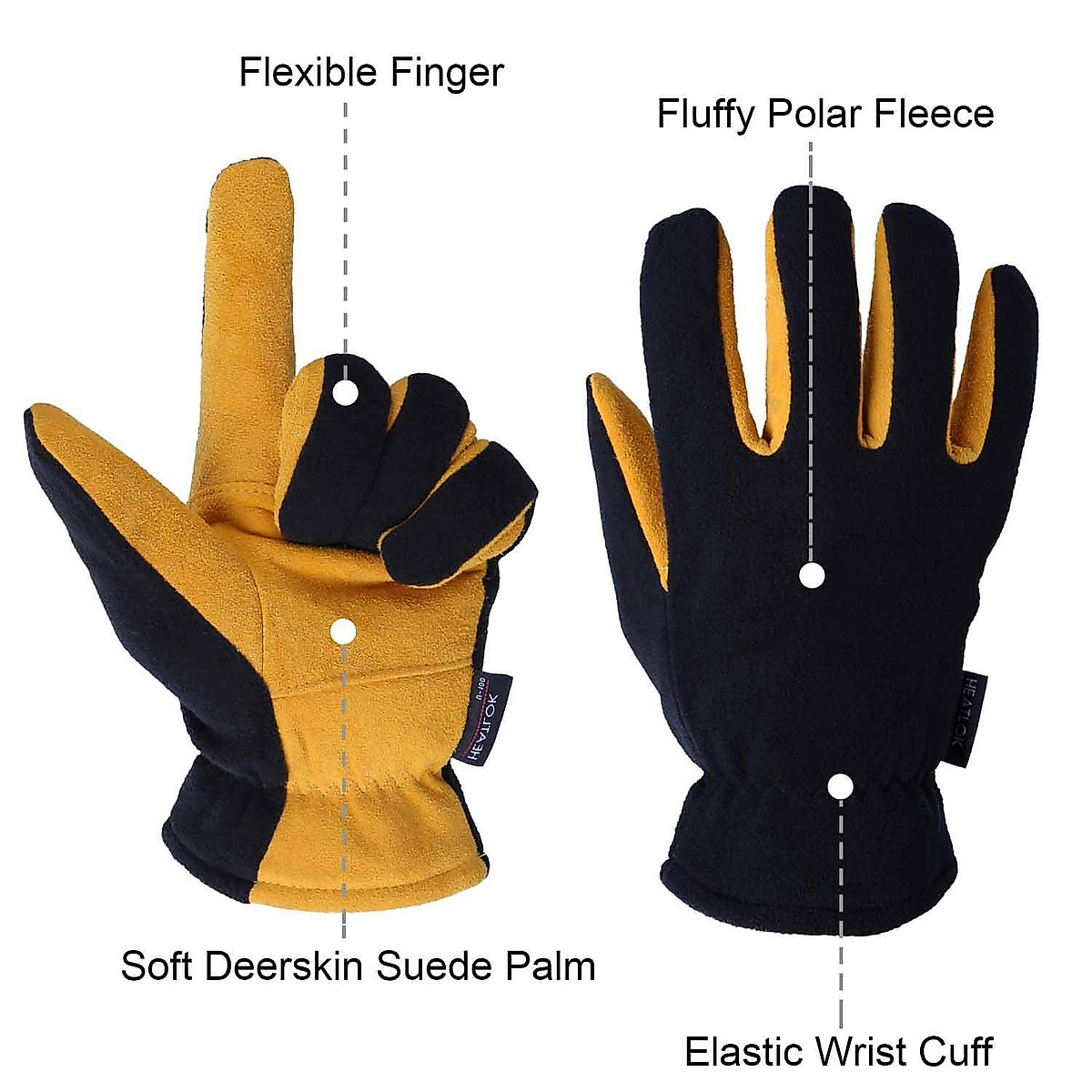 OZERO Winter Gloves for Men Women: Ski Warm Gloves for Cold Weather - S Tan & Black Snow Waterproof Gloves Heated