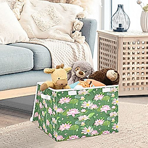 Easter Eggs with Daisies Storage Basket 16.5x12.6x11.8 In Collapsible Fabric Storage Cubes Organizer Large Storage Bin with Lids and Handles for Shelves Bedroom Closet Office