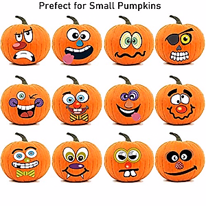 36 Packs Halloween Pumpkin Decorating Stickers, 18 Sheet Pumpkin Face Stickers in 12 Designs for Halloween Party Supplies Trick or Treat Party Favors