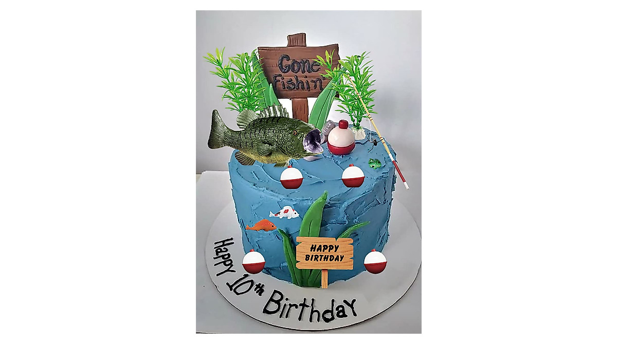 Gone Fishing Cake Topper - Fisherman Birthday Party Decor